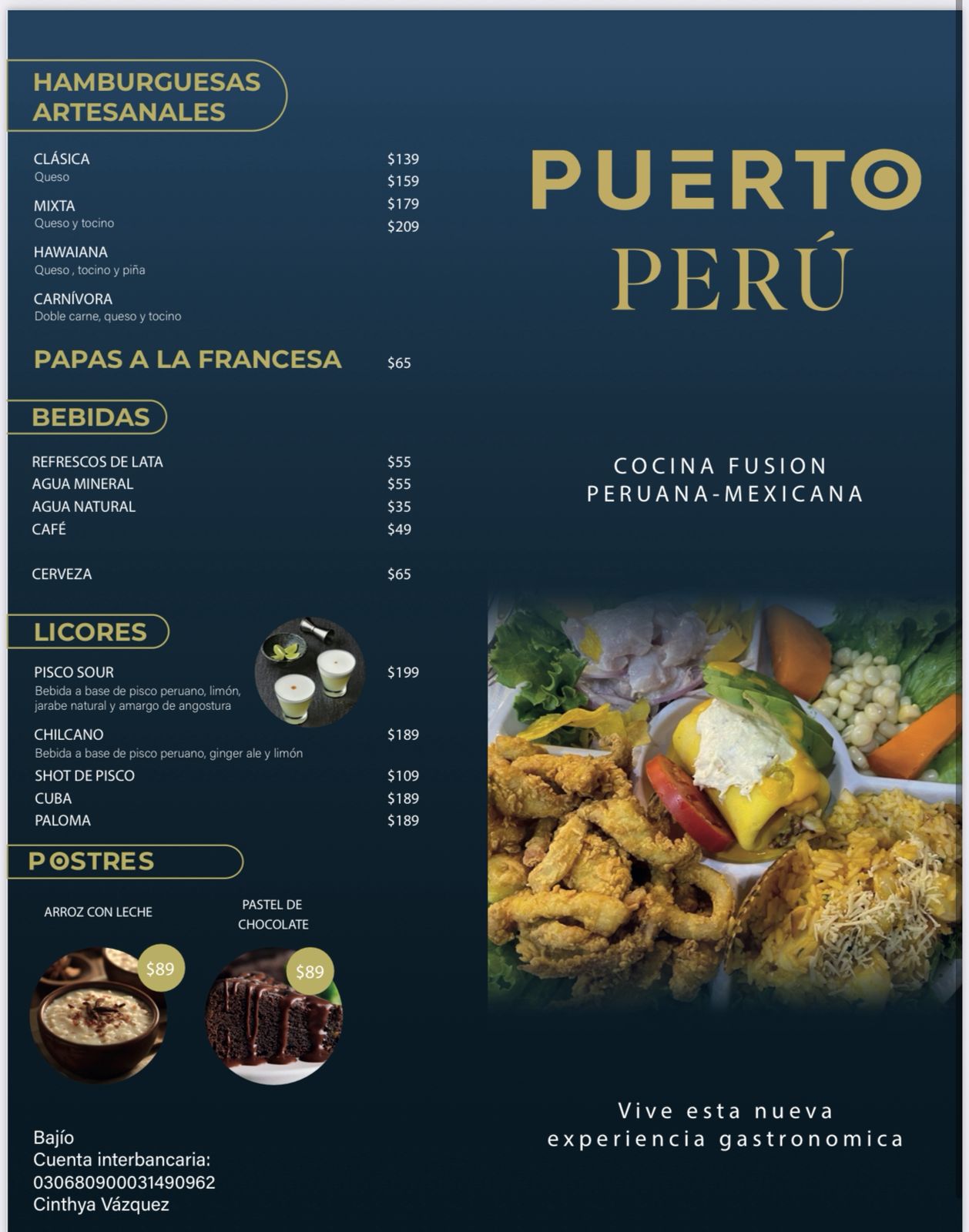 Menú - Puerto Perú